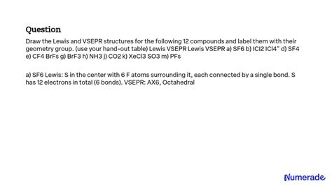 Solved Draw The Lewis And Vsepr Structures For The Following 12