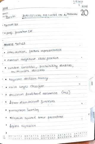 Statistical Methods In AI Course Topics PDF