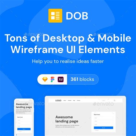 DOB Desktop Mobile Wireframe Web UI Kit