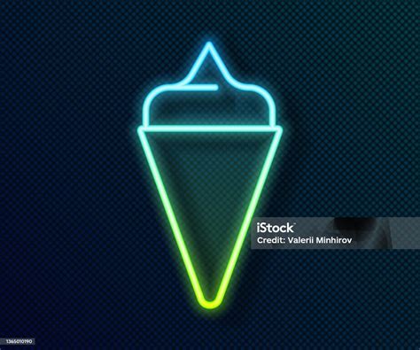 검은 색 배경에 고립 된 와플 콘 아이콘에 빛나는 네온 라인 아이스크림 달콤한 기호 벡터 0명에 대한 스톡 벡터 아트 및 기타 이미지 Istock