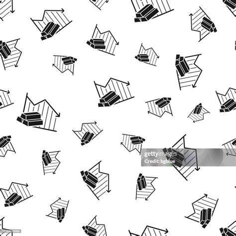 Declining Graph With Gold Bars Seamless Pattern Icons On White Background High Res Vector