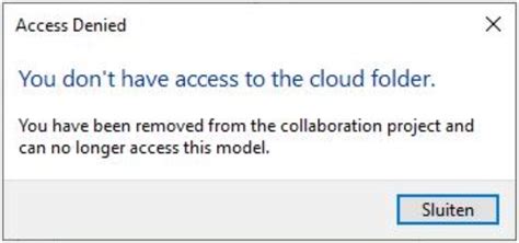 You Dont Have Access To The Cloud Folder Error Message When Opening