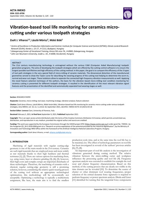 Pdf Vibration Based Tool Life Monitoring For Ceramics Micro Cutting