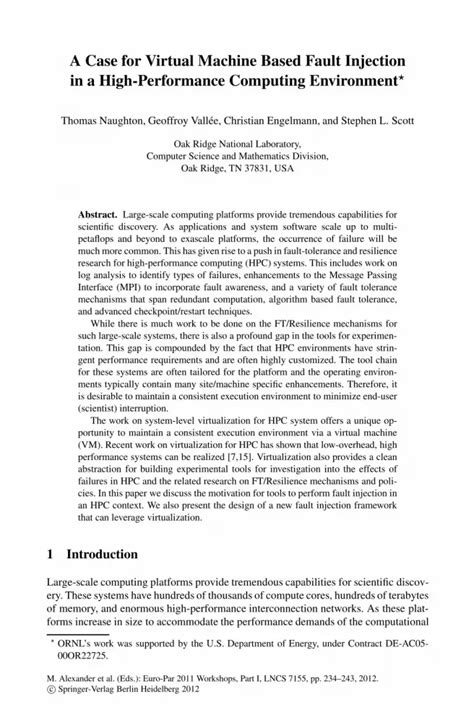 Pdf A Case For Virtual Machine Based Fault Injection In A High