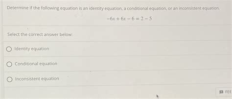 Determine If The Following Equation Is An Identity Equation A