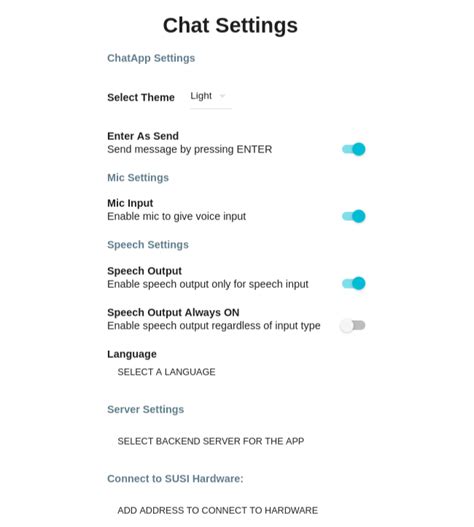 Storing User Settings On Server In Susi Web Chat
