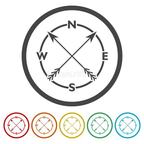 Compass Ring Icon Color Set Stock Vector Illustration Of Deadline