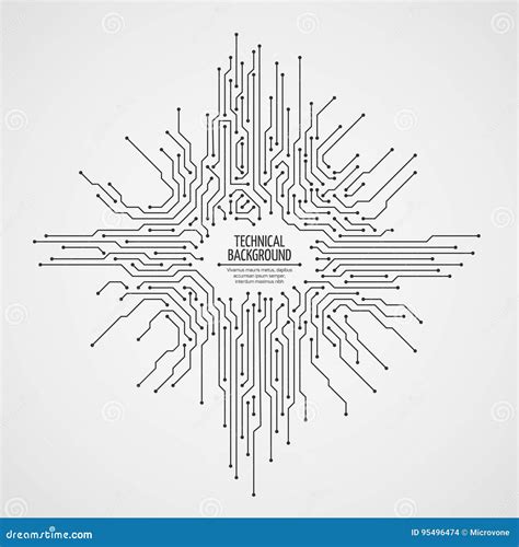 Computer Motherboard Vector Background With Circuit Board Electronic Elements Stock Vector