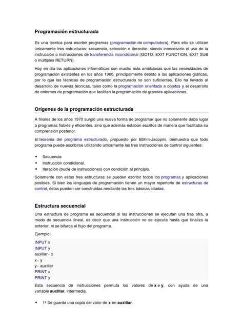 Programación Estructurada Pdf Programación De Computadoras Programa De Computadora