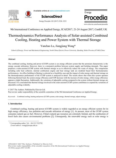 Pdf Thermodynamics Performance Analysis Of Solar Assisted Combined