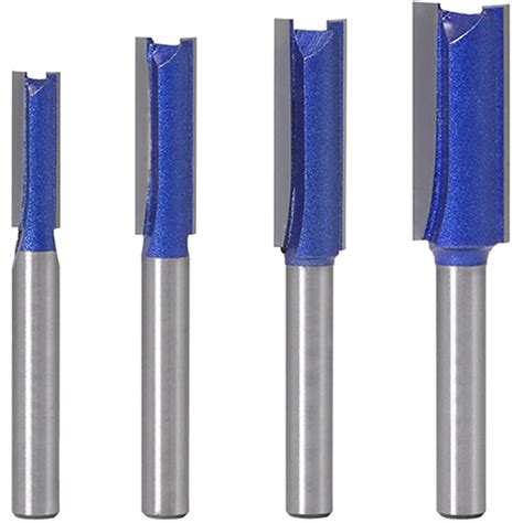 Wolfride 4pcs Straight Cut Router Bits 14 Inch Shank Double Flute