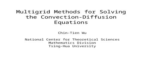 ppt multigrid methods for solving the convection diffusion equations