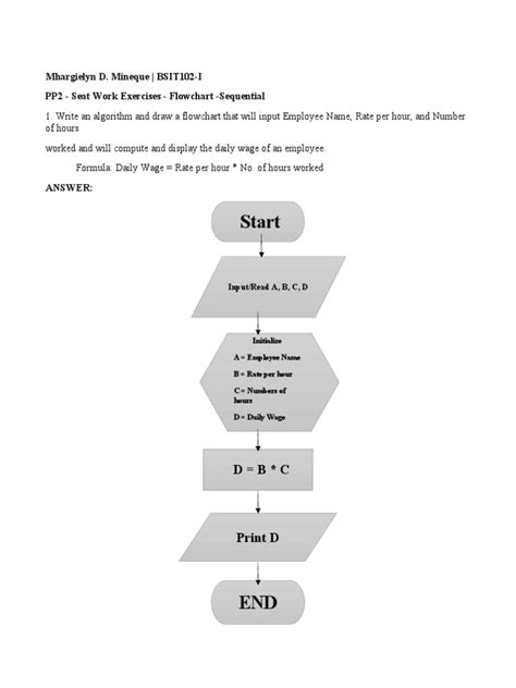 Pp2 Seat Work Exercises Flowchart Sequential Dagdag Pdf