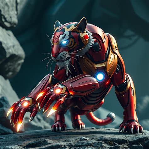 Stealthy Tiger In Iron Man Colors