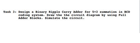Solved Task 3 Design A Binary Ripple Carry Adder For 53