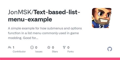 GitHub JonMSK Text Based List Menu Example A Simple Example For How Submenus And Options
