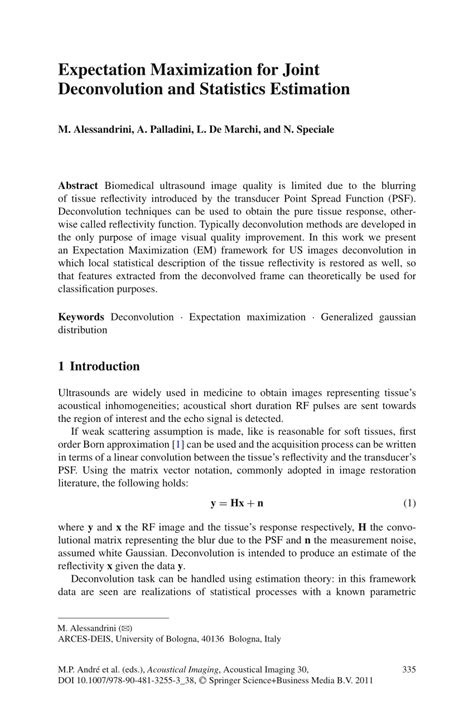 Pdf Expectation Maximization For Joint Deconvolution And Statistics Estimation