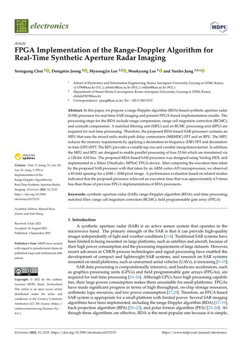 Pdf Fpga Implementation Of The Range Doppler Algorithm For Real Time Synthetic Aperture Radar