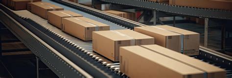 컨베이어 벨트 창고 포장 개념의 판지 상자 Generative Ai 프리미엄 사진