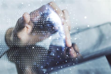 Premium Photo Abstract Creative Digital World Map And Finger Clicks On A Digital Tablet