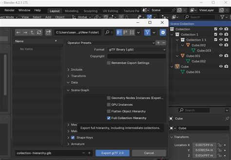 Export 3dmodel Glb In Blender With Collection Questions Threejs Forum