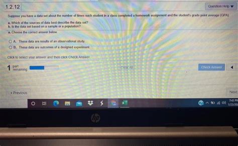 Solved 1212 Question Help Suppose You Have A Data Set