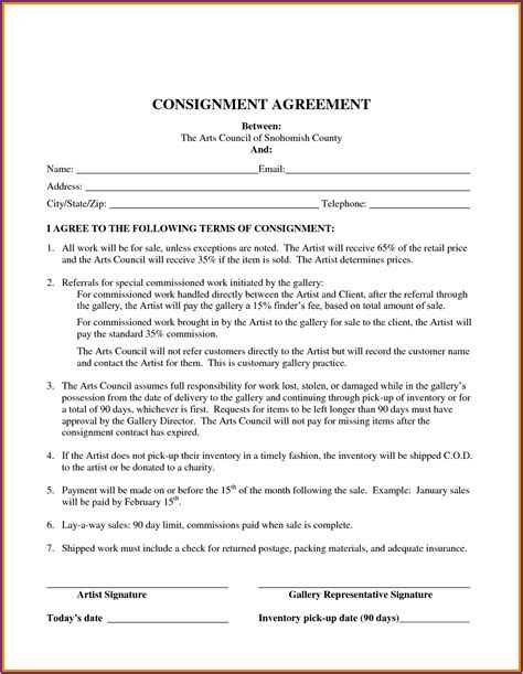 Sample Consignment Contract Form Resume Examples Bw9j1wa27x
