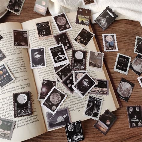 빈티지 우표 스티커 식물 꽃 행성 데코 종이 스티커 스크랩북 저널 플래너 Diy 아트 공예 48 개 Aliexpress