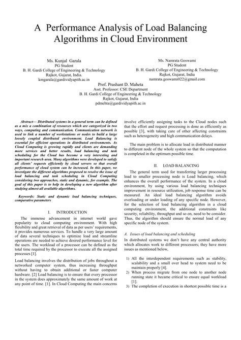 Pdf A Performance Analysis Of Load Balancing Algorithms In Cloud