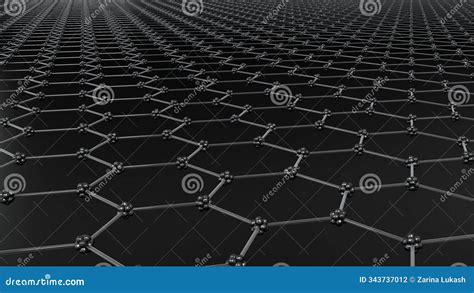 Graphene Crystal Lattice Plane Of Hexagonal Cells 3d Illustration Stock Illustration