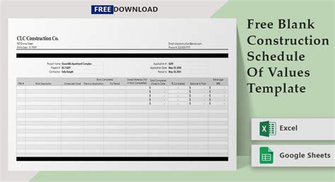 Schedule Of Value Excel Templates Spreadsheet Free Download Template Net