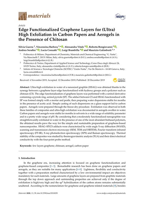 Pdf Edge Functionalized Graphene Layers For Ultra High Exfoliation In Carbon Papers And