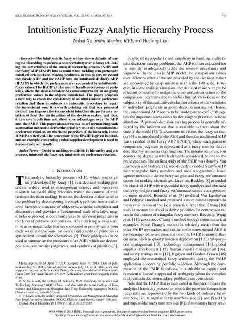 Pdf Intuitionistic Fuzzy Analytic Hierarchy Process