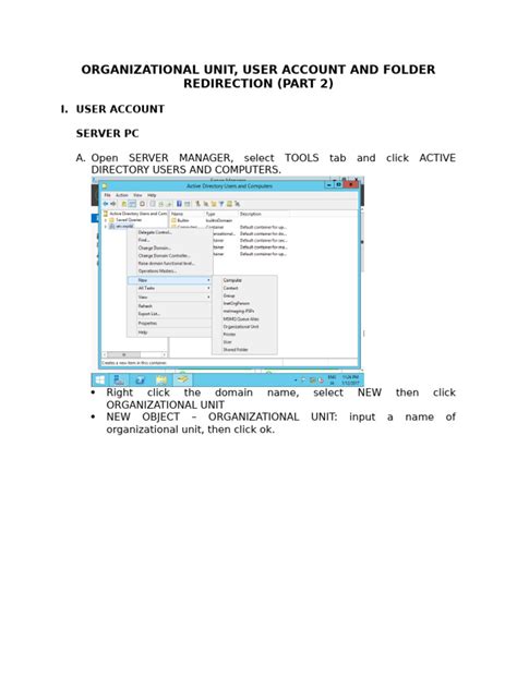 Part 2 Organizational Unit User And Folder Redirection Pdf Group Policy Utility Software