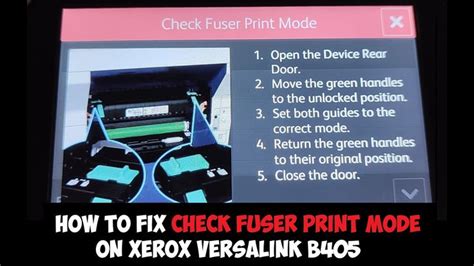 HOW TO FIX CHECK FUSER PRINT MODE ERROR ON XEROX VERSALINK B