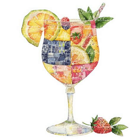 10 Mimosa Cocktails Clipart Bundle Printable Patchwork Cocktail