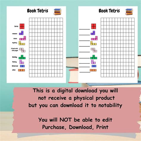 Printable 2026 Book Tracker Tetris Reading Log Us Letter Digital