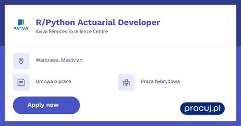 oferta pracy r python actuarial developer aviva services excellence