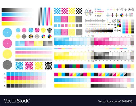 Printing Cmyk Marks Offset Print Calibration Vector Image