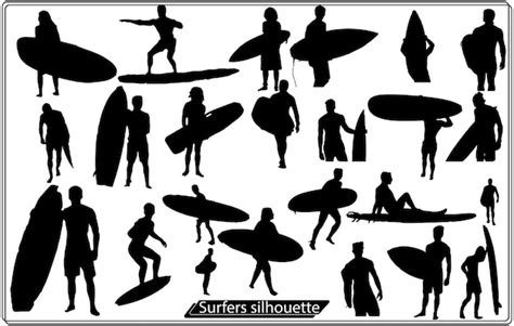 Premium Vector Surfer Silhouette Illustration Vactor Set