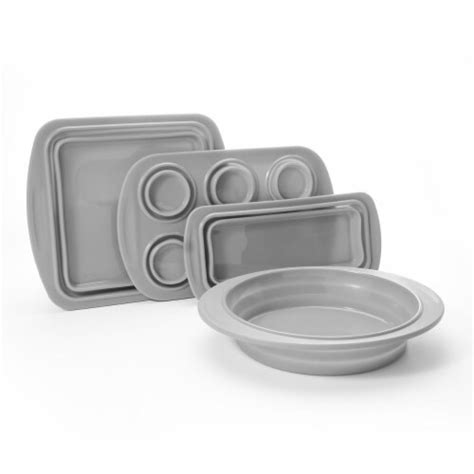 Cooks Companion® 4 Piece Collapsible Silicone Bakeware Set Grey 4pcs