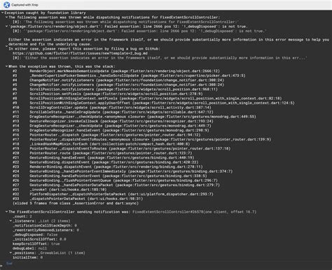 Vague Error In The Flutter Framework With No Clear Detailed Message When Using