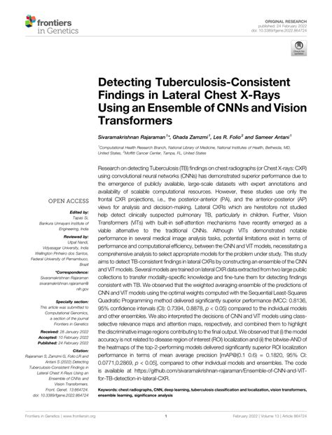 Pdf Detecting Tuberculosis Consistent Findings In Lateral Chest X Rays Using An Ensemble Of
