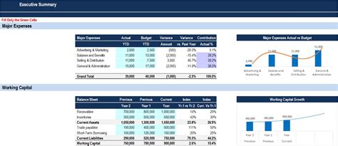 Executive Financial Summary Excel With Power Point Template Eloquens