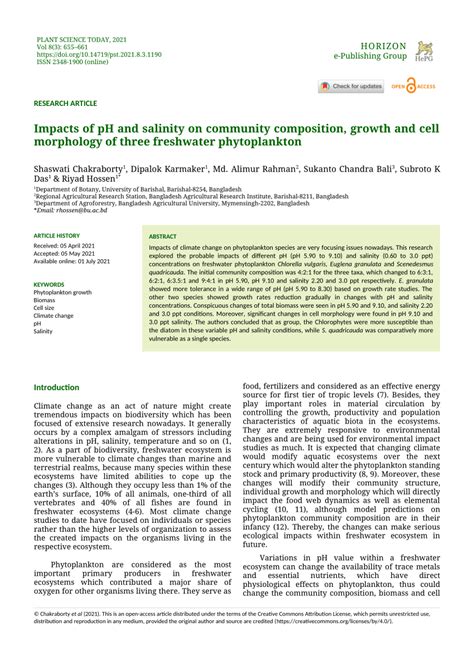 Pdf Impacts Of Ph And Salinity On Community Composition Growth And Cell Morphology Of Three