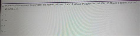 solved how many bits are used to represent the network address of a