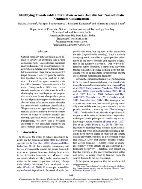 identifying transferable information across domains for cross domain