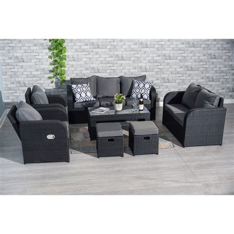Lotus 9 Seater Rattan Garden Furniture Cube Set In Black Furniture Maxi