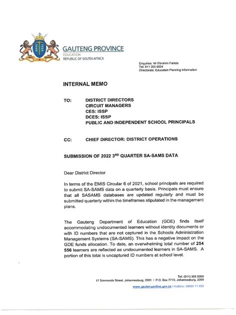 Memo Undocumented Learners Pdf