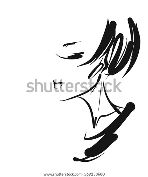 Vector Stylish Original Handdrawn Graphics Portrait Stock Vector Royalty Free 569258680